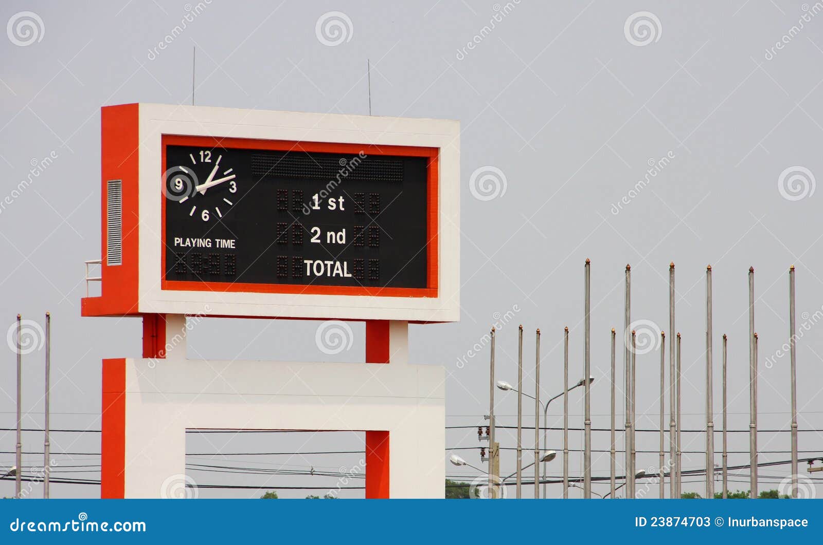 Scoreboard in stadium stock image. Image of light, stand - 23874703