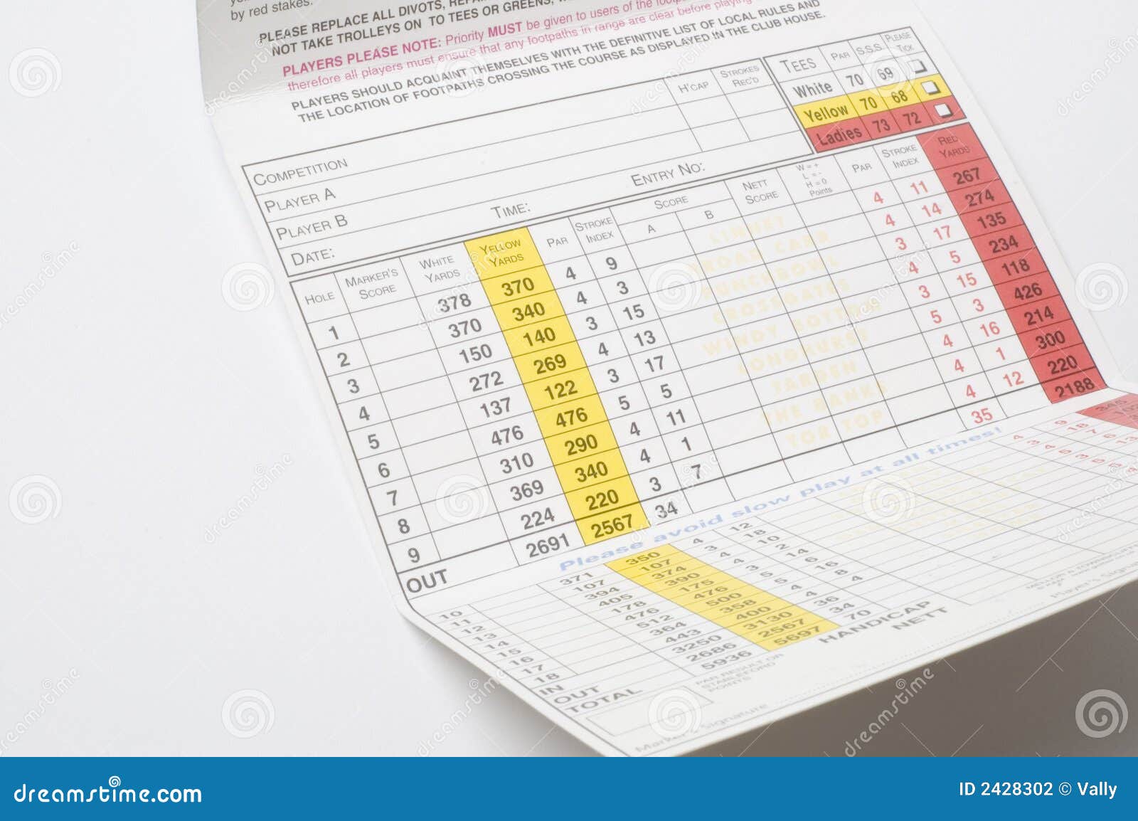 Scorecard stock photo. Image of hobby, game, holes, flag - 2428302