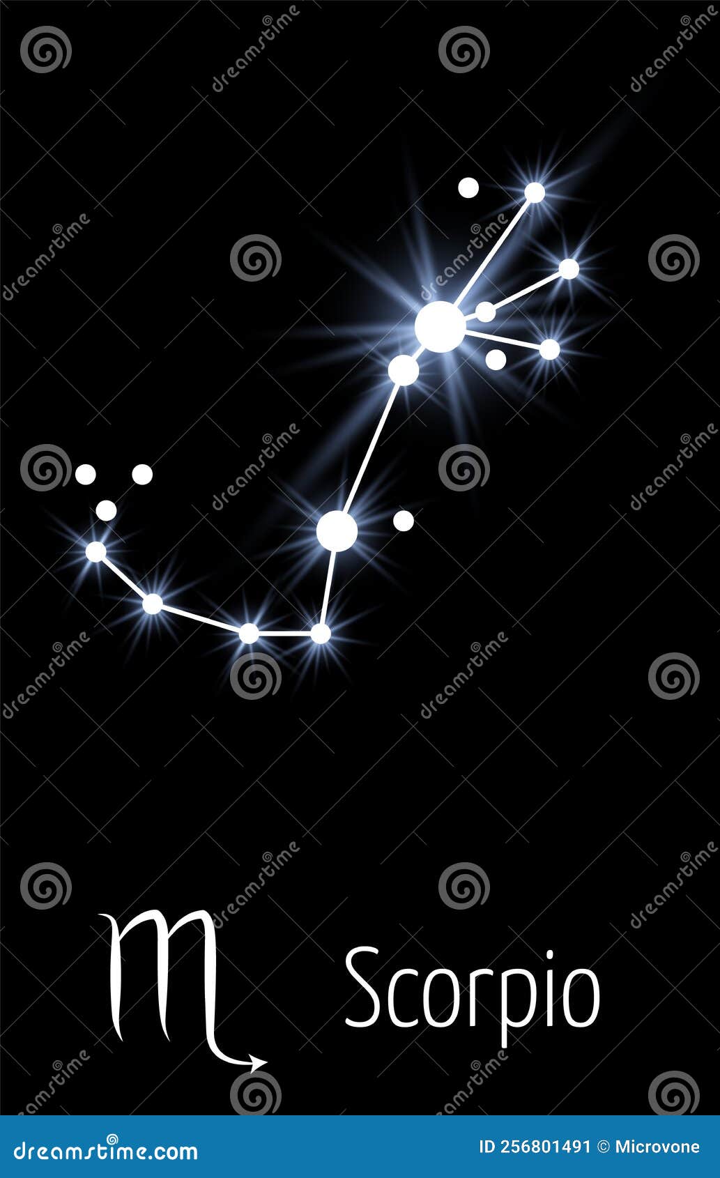 Scorpio Stellar Sign. Zodiac Constellation in Dark Space Stock Vector ...