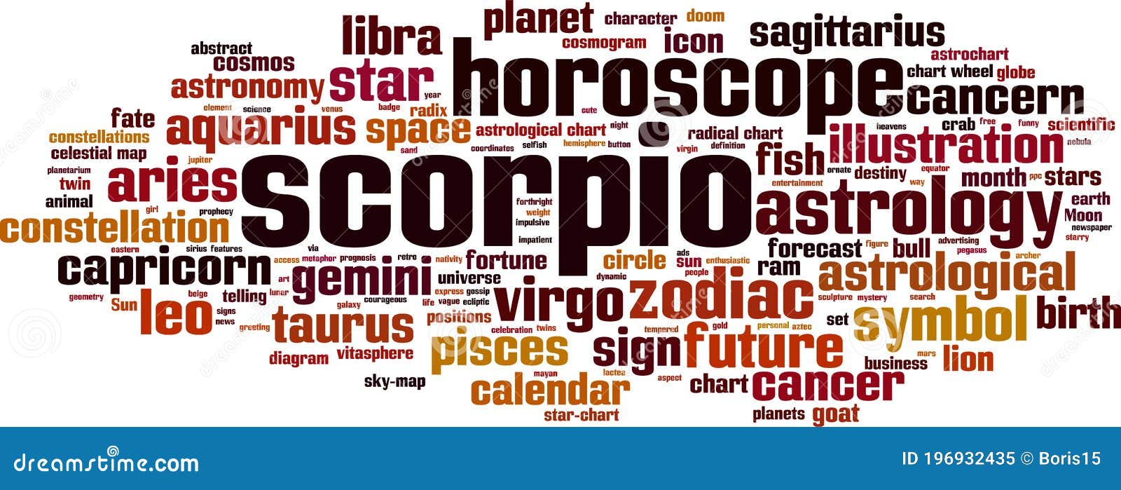 Scorpio word cloud stock vector. Illustration of future - 196932435