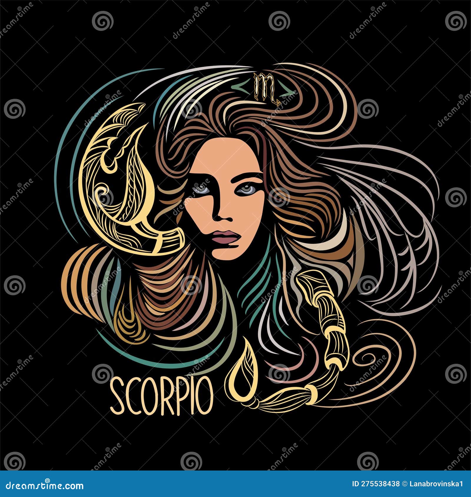 Scorpio Zodiac Sign Beautiful Girl Vector Art Stock Vector
