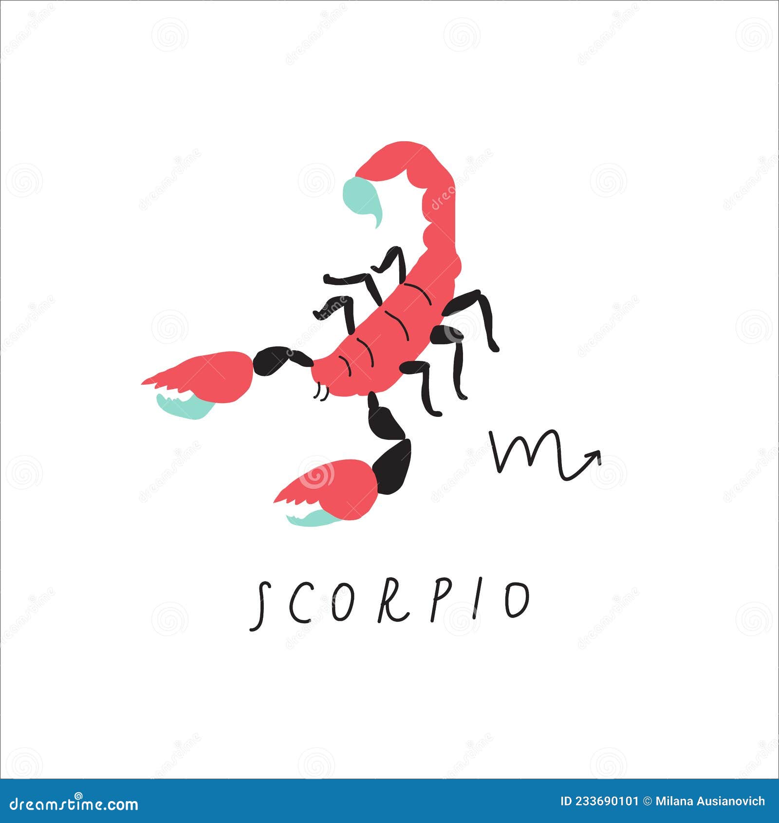 Scorpio Zodiac Sign Icon. Stylized Vector Drawing Stock Vector ...