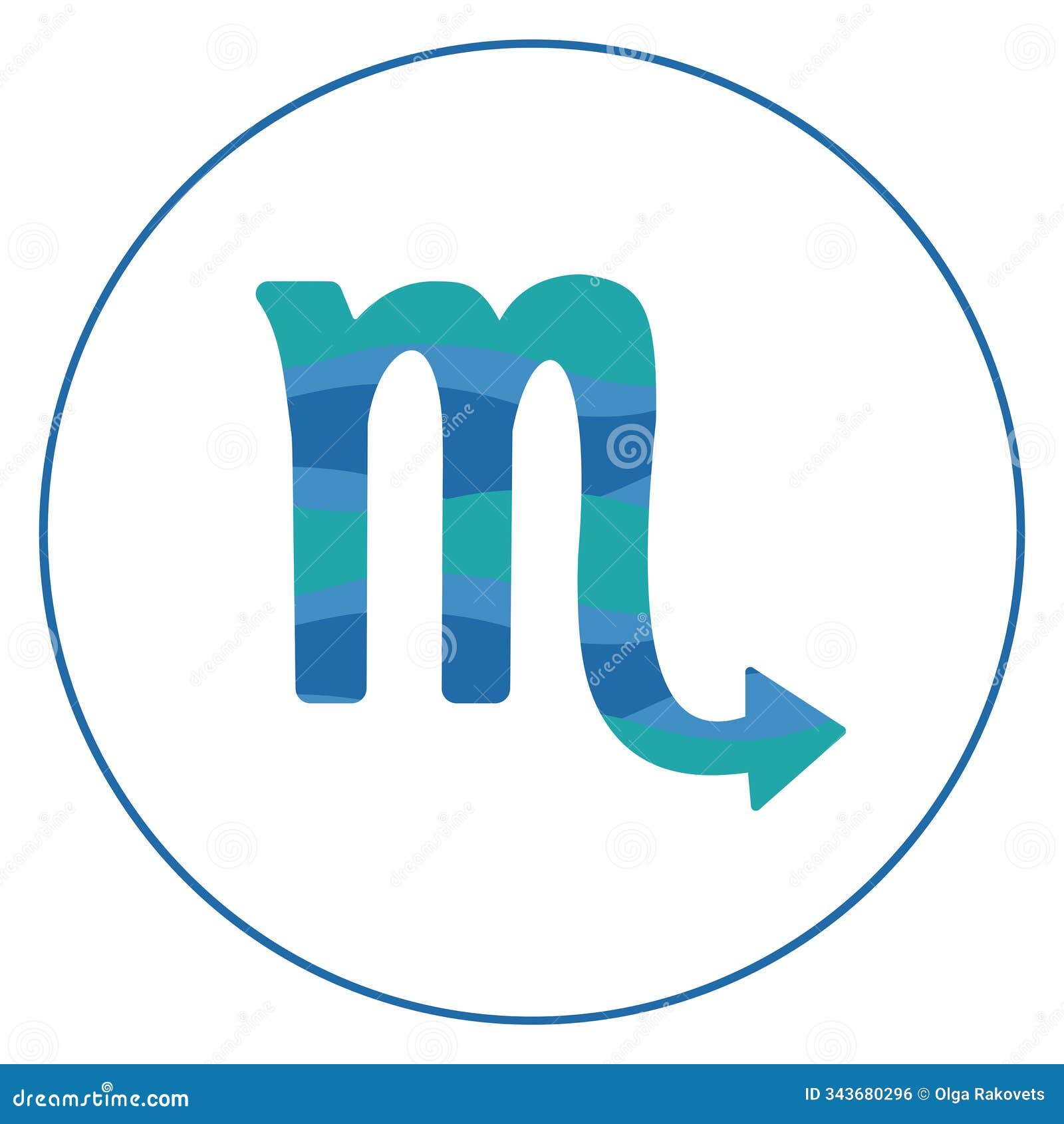 Scorpio Zodiac Sign, Linear Icon of Horoscope Symbol in Round Frame in ...