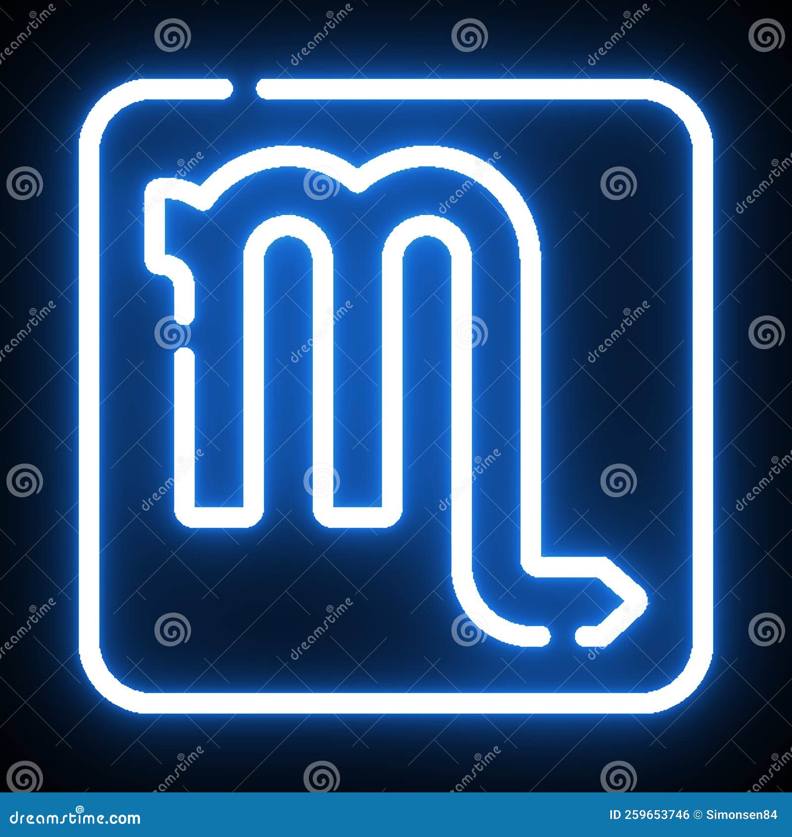 Scorpio Zodiacal Outlined Symbol, Blue Neon Glowing Effect, Background ...