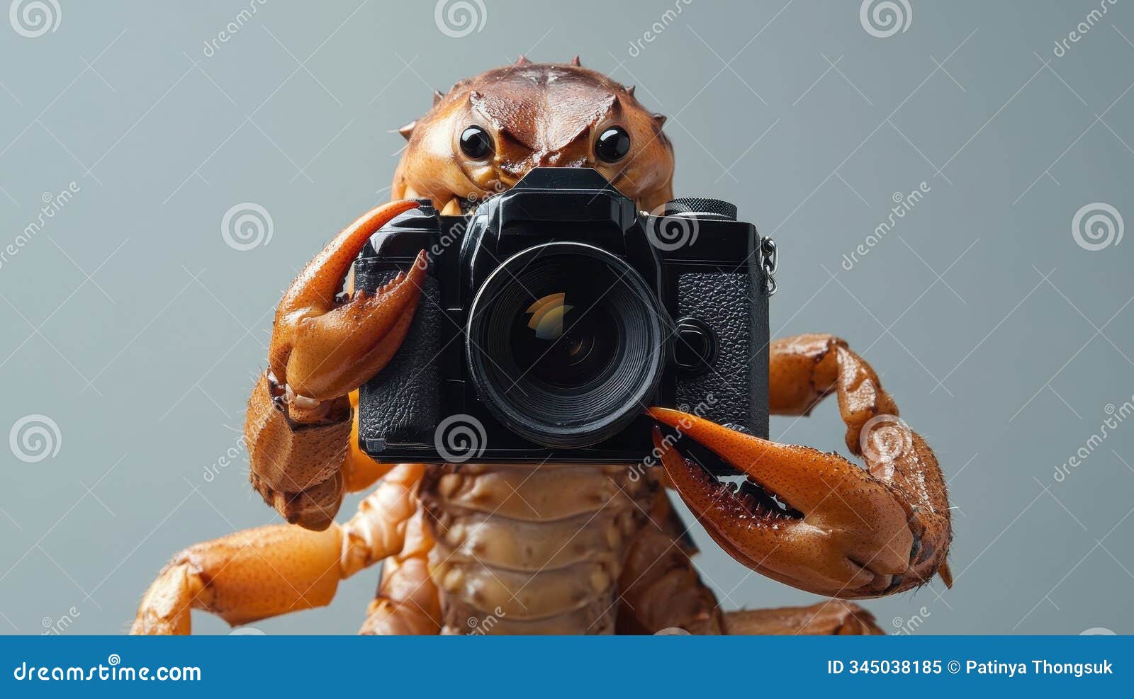 Scorpion with Camera in a Unique Photographic Pose Stock Illustration ...