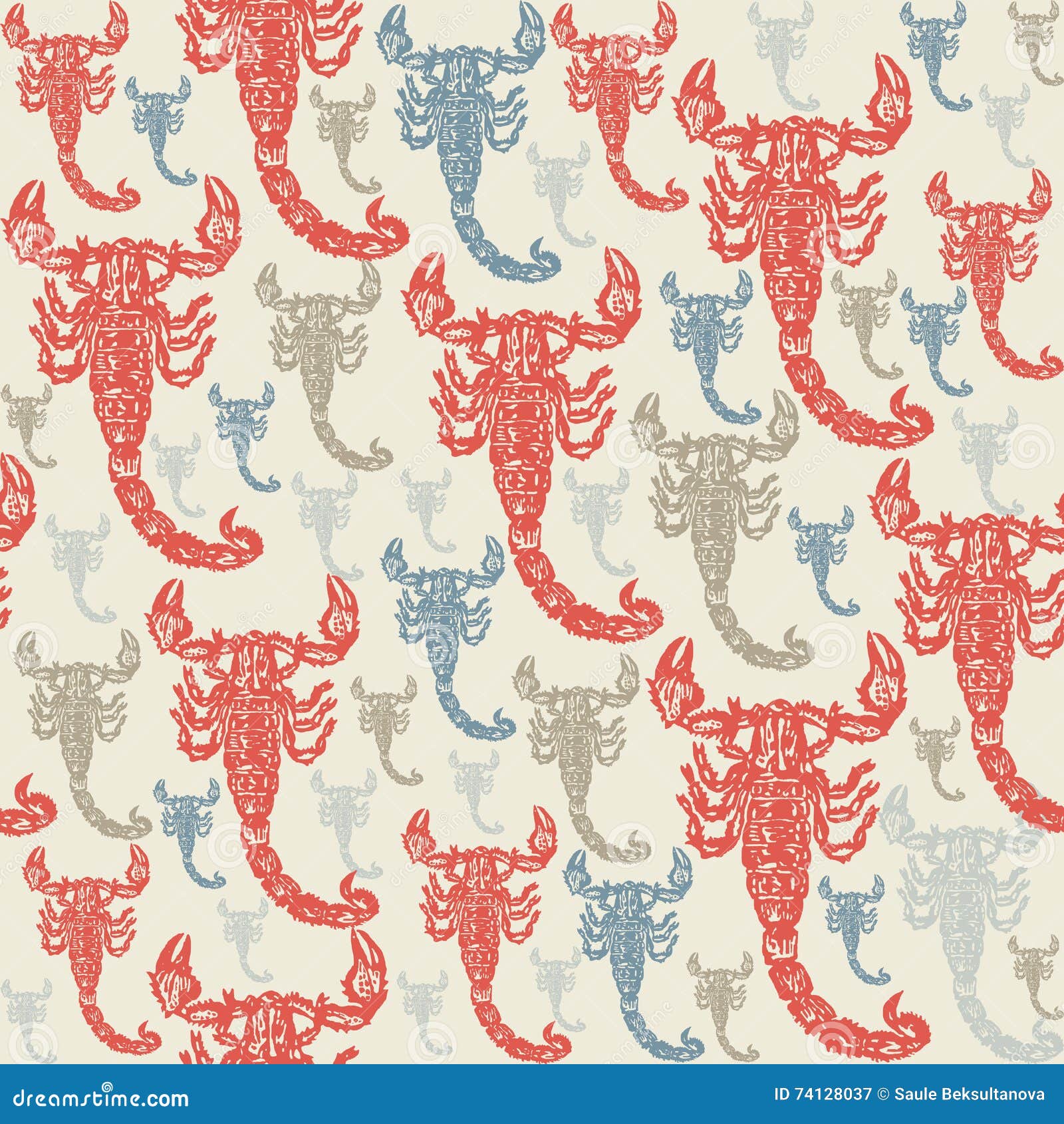 Scorpion Colourful Seamless Pattern on Beige Background Stock ...