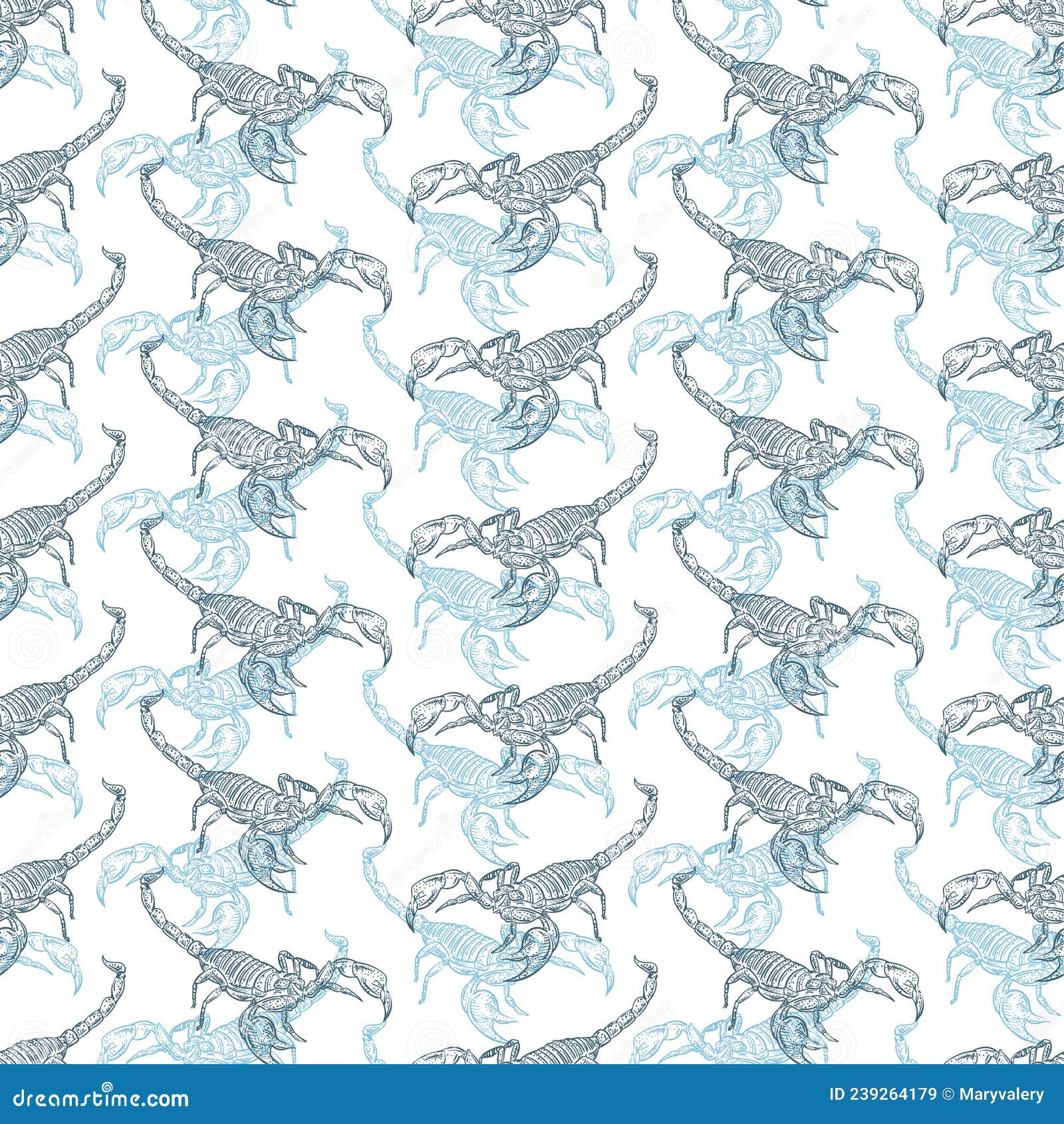 Scorpion Hand Drawing Sketch Pattern Seamless. Linear Terrestrial ...