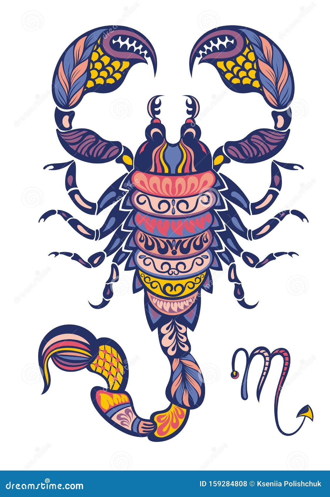 Scorpion Horoscope Sign Isolated on White Background Stock Vector ...