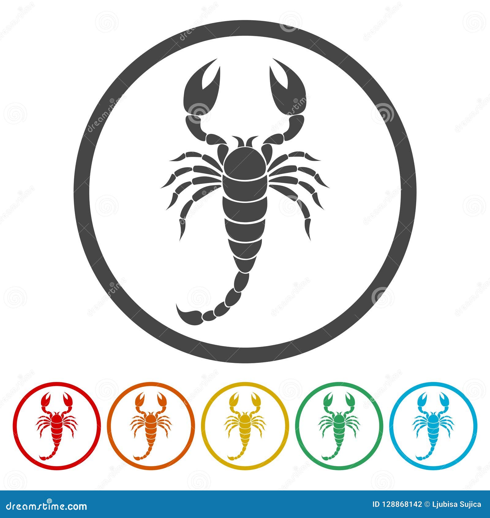Scorpion icon set stock vector. Illustration of collection - 128868142