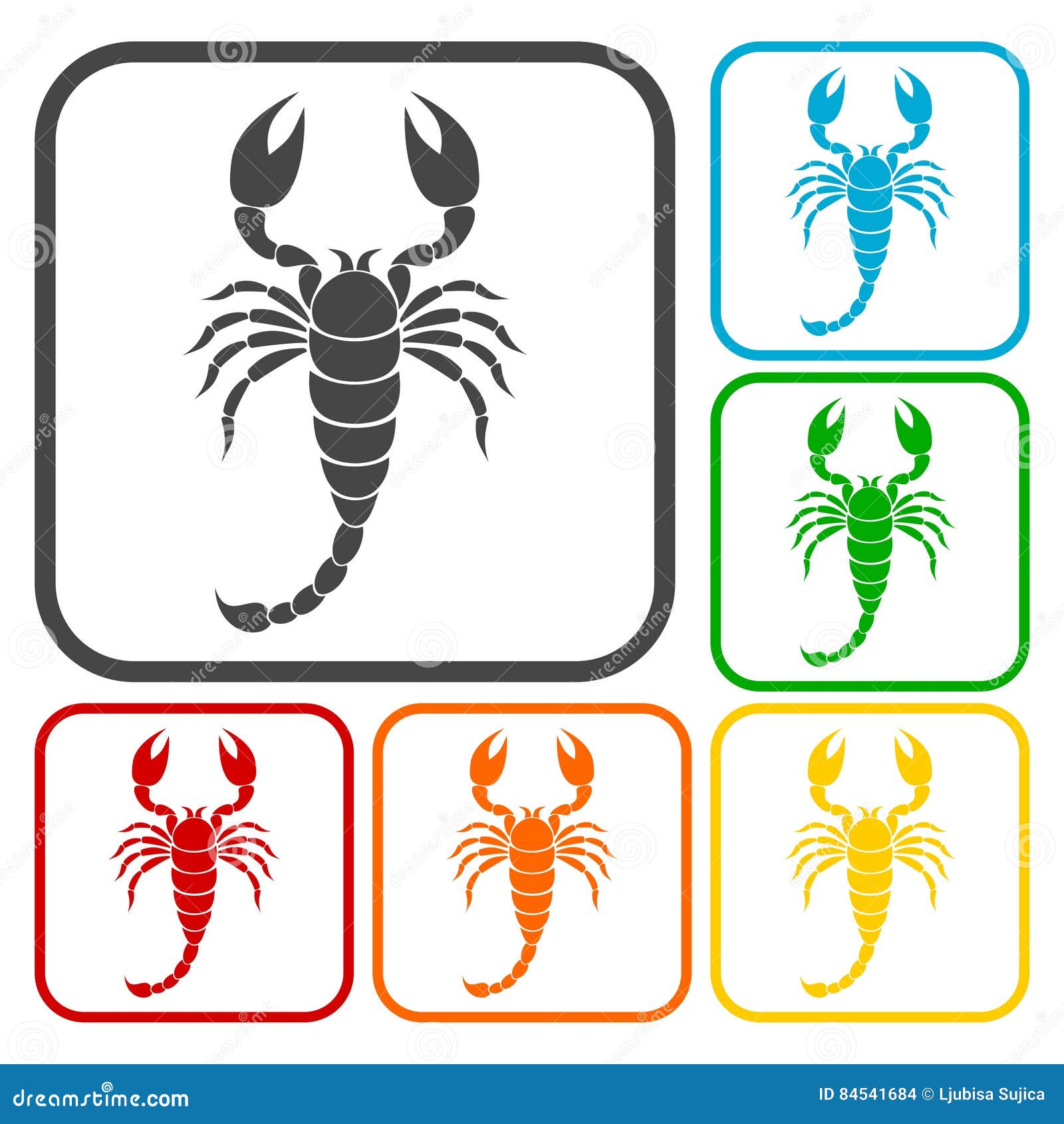 Scorpion icons set stock vector. Illustration of logotype - 84541684