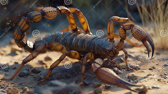 Scorpion Moving Across Sand Stock Illustration - Illustration of color ...