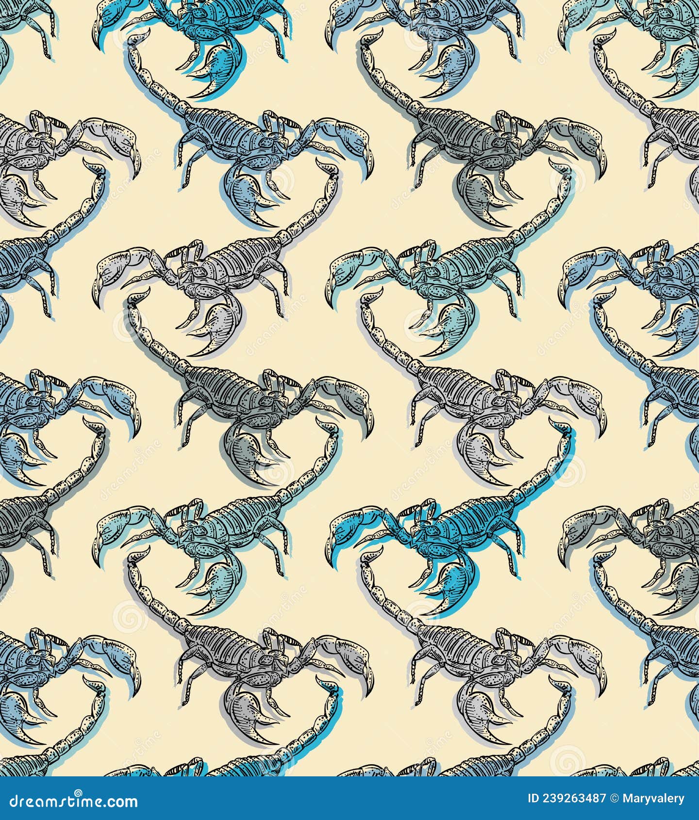 Scorpion Pattern Seamless. Terrestrial Arachnid Background Stock Vector ...