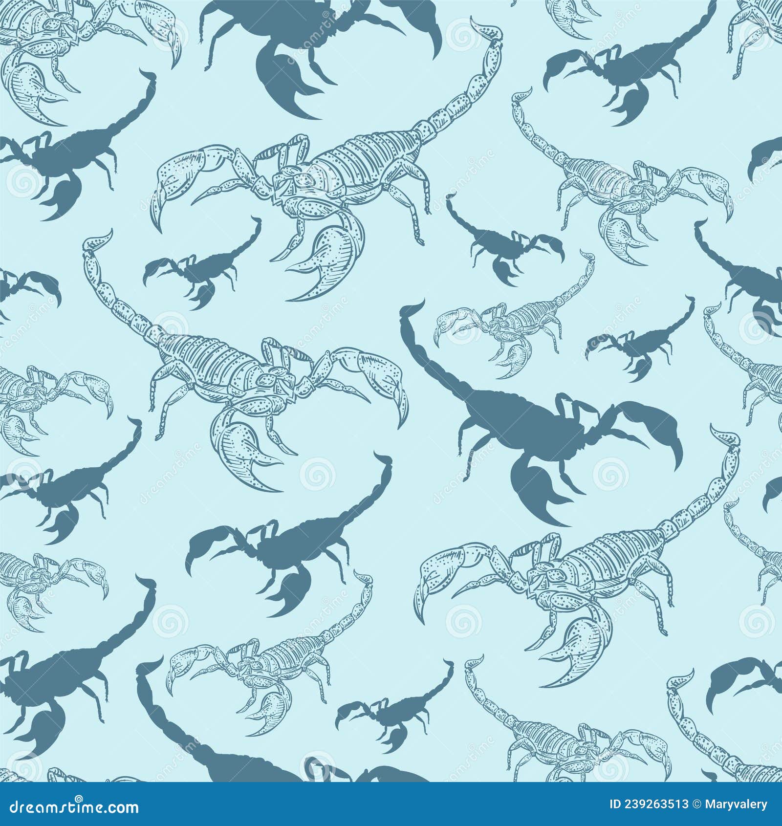 Scorpion Pattern Seamless. Terrestrial Arachnid Background Stock Vector ...
