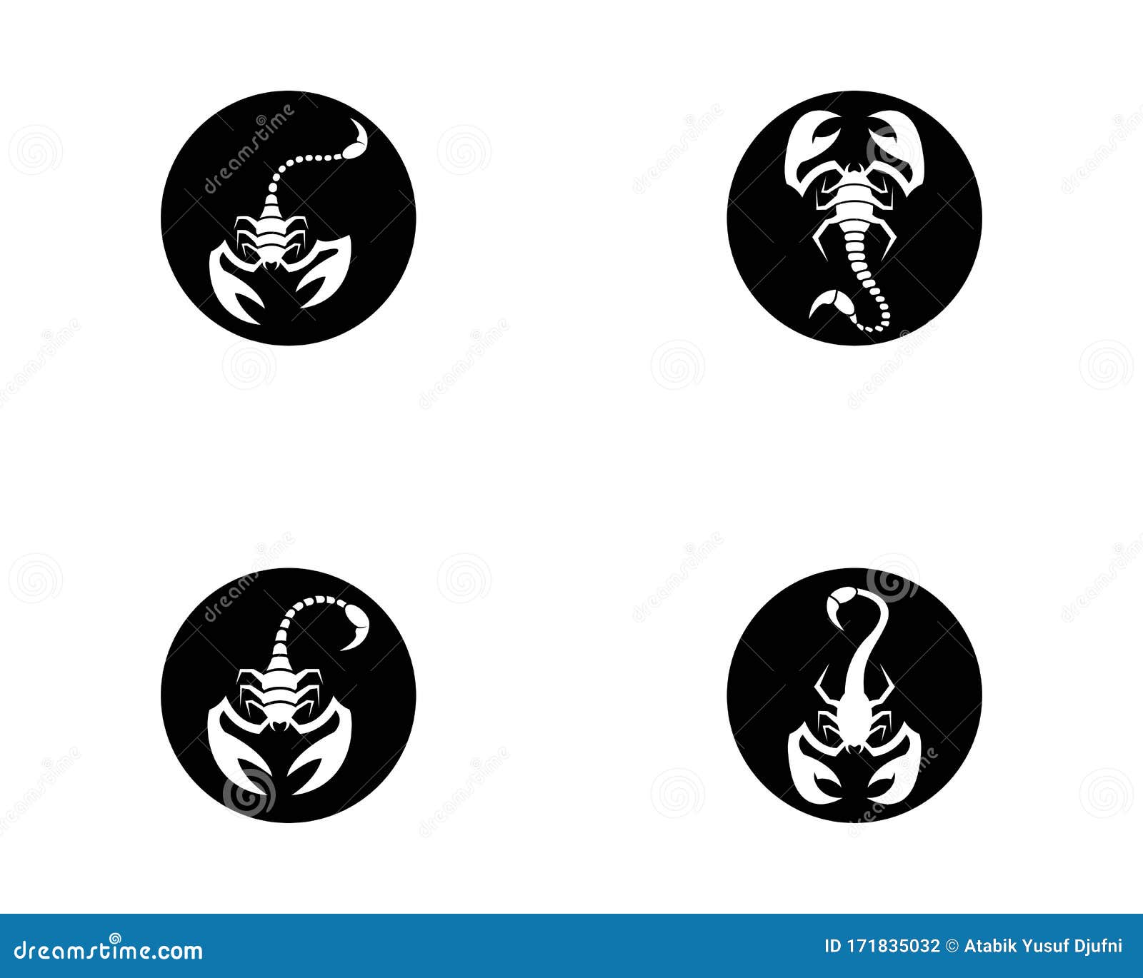 Scorpion Symbol Zodiac Icon Set White Color Illustration Flat Style ...
