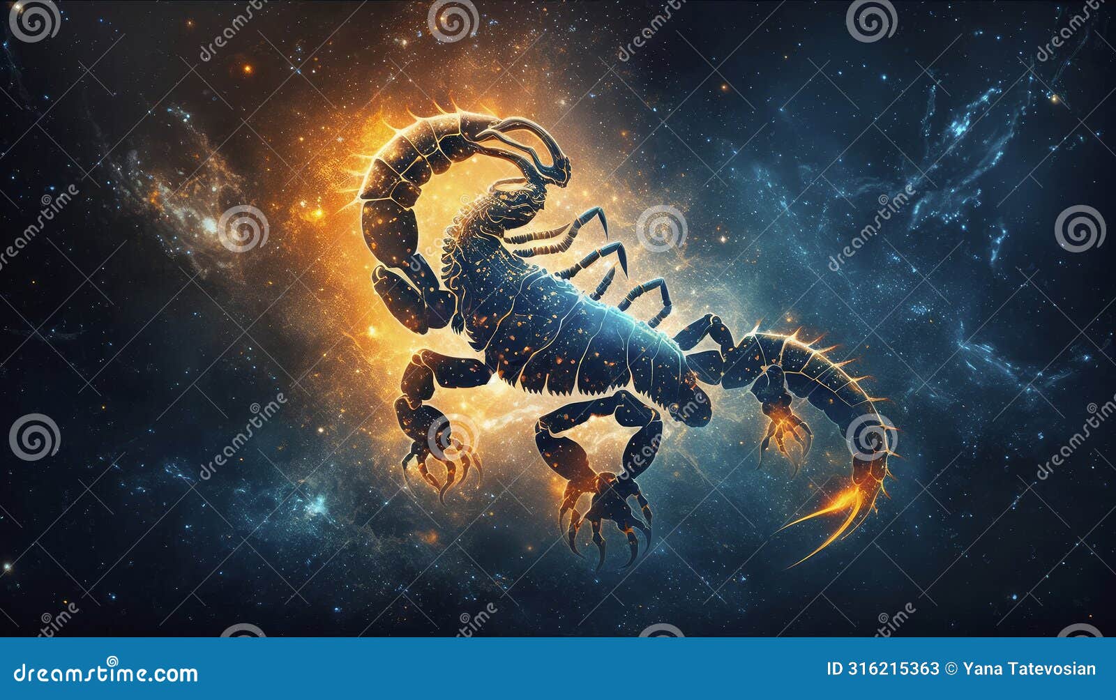 Scorpion Zodiac Sign on Space Background. Stock Image - Image of ...