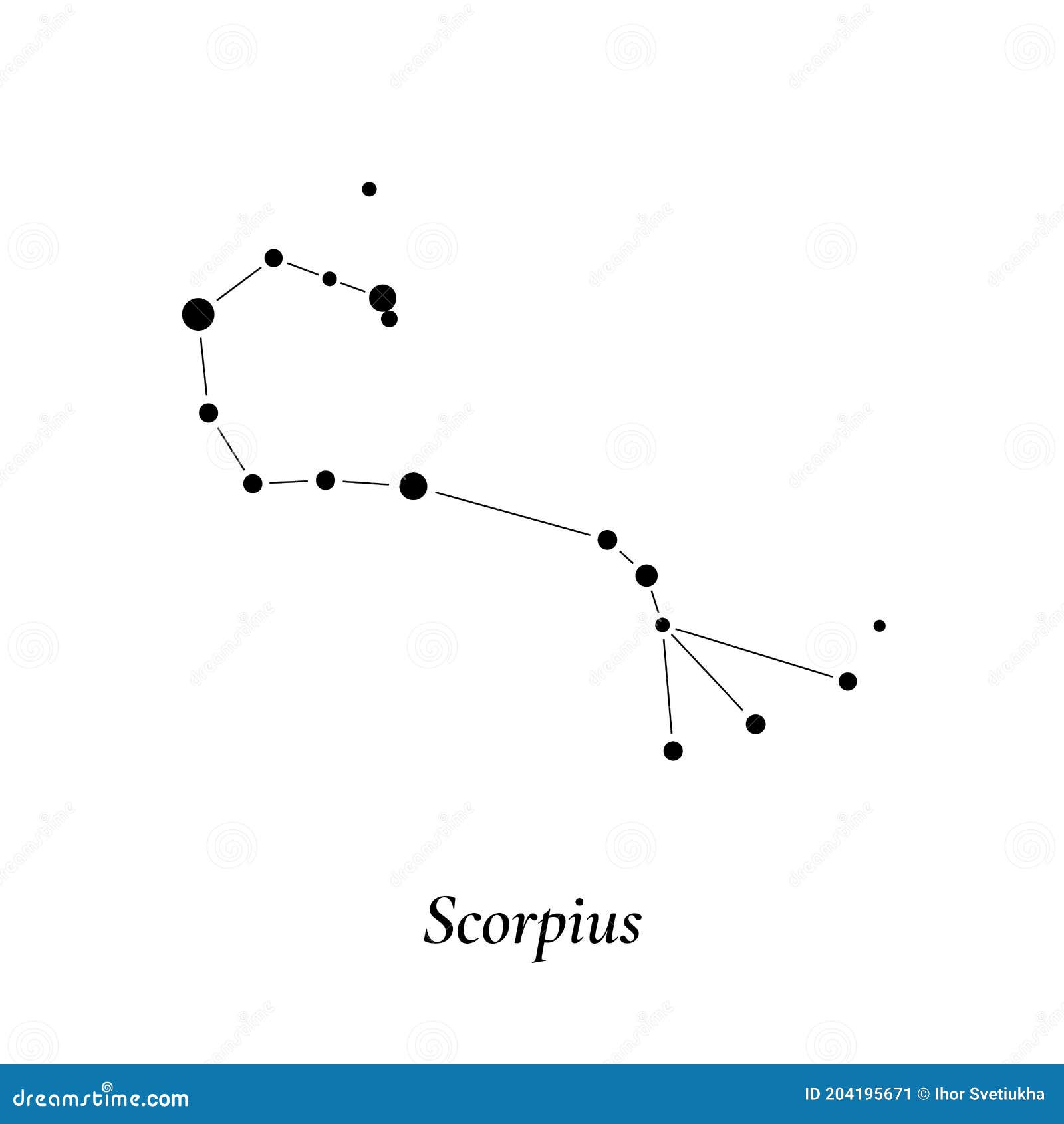 Scorpius Sign. Stars Map of Zodiac Constellation Stock Vector ...