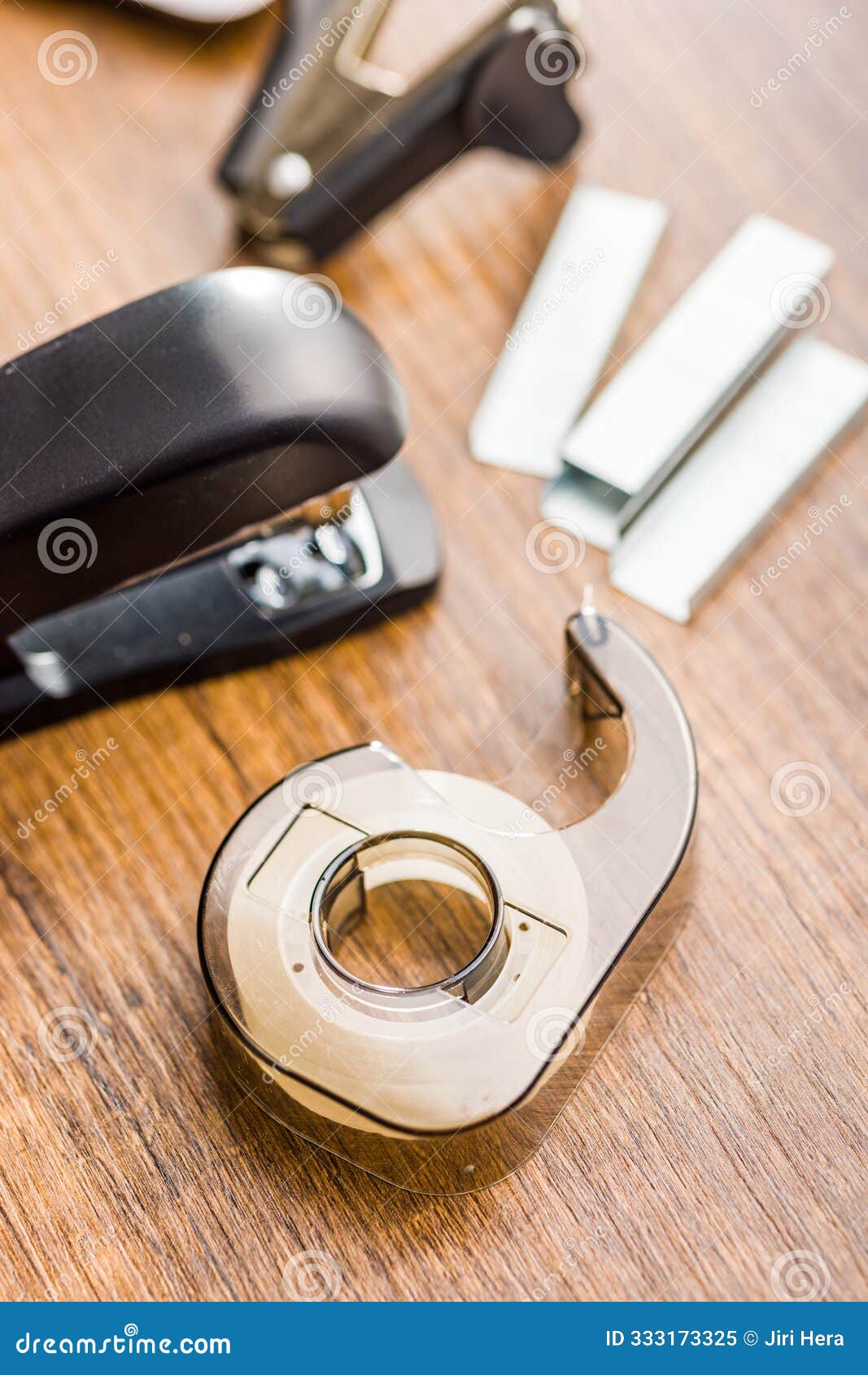 Scotch Tape Dispenser on Wooden Table Stock Image - Image of dispenser ...