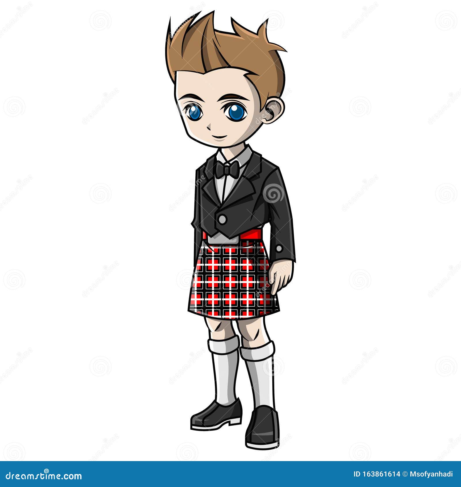 Cartoon Boy Wearing Scotland Costume Stock Vector - Illustration of ...