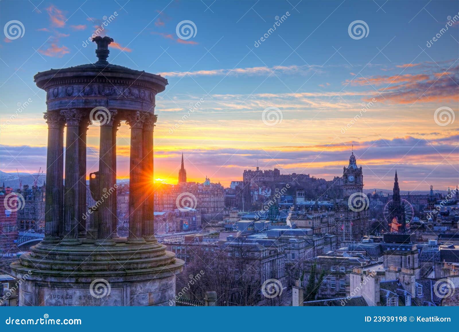 Scotland Edinburgh Calton Hill Stock Photo - Image of dark, capital ...