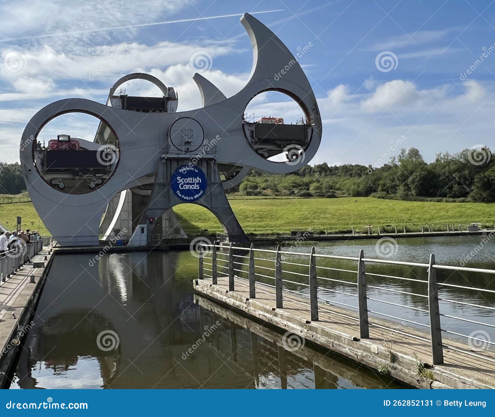 Landscape With Falkirk Wheel Boat Lift Which Rotates Itself In Scotland ...