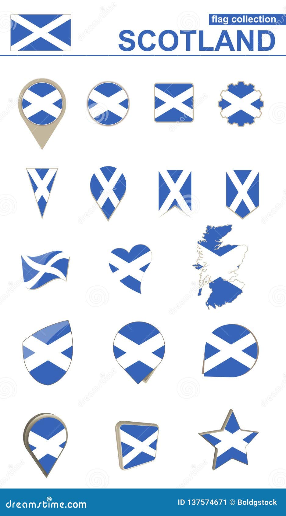 Scotland Flag Collection. Big Set for Design Stock Vector ...