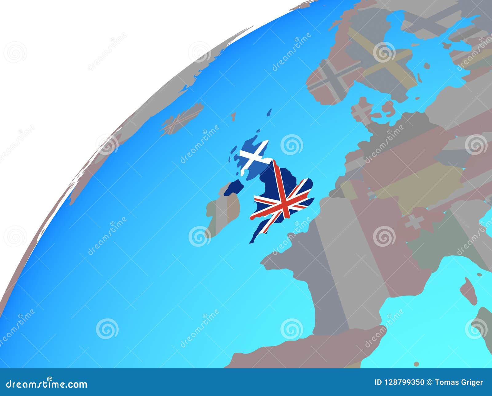 Scotland with Flag on Globe Stock Illustration - Illustration of ...