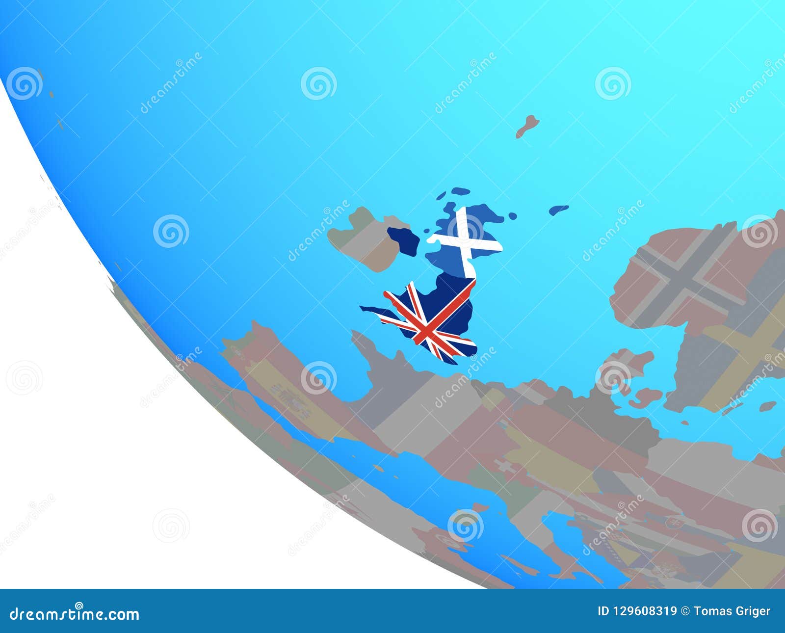 Scotland with Flag on Globe Stock Illustration - Illustration of flag ...