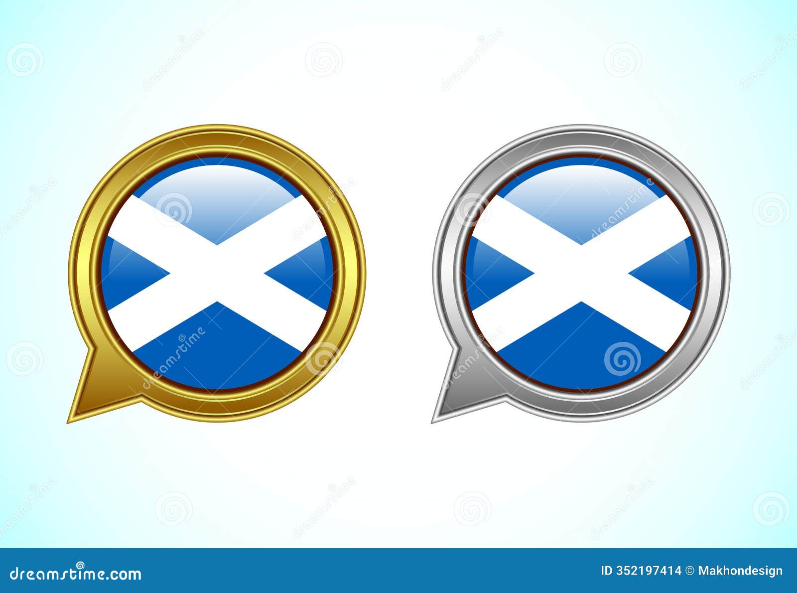 Scotland Flag Speech Bubble. Speaking Flag Icon in Gold and Silver ...