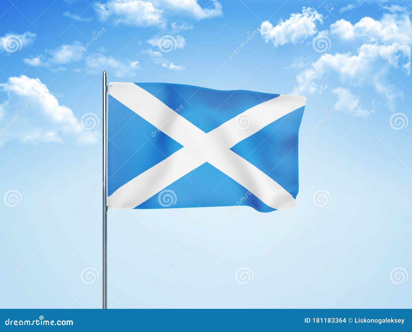 Scotland Flag Waving Sky Background 3D Illustration Stock Illustration ...
