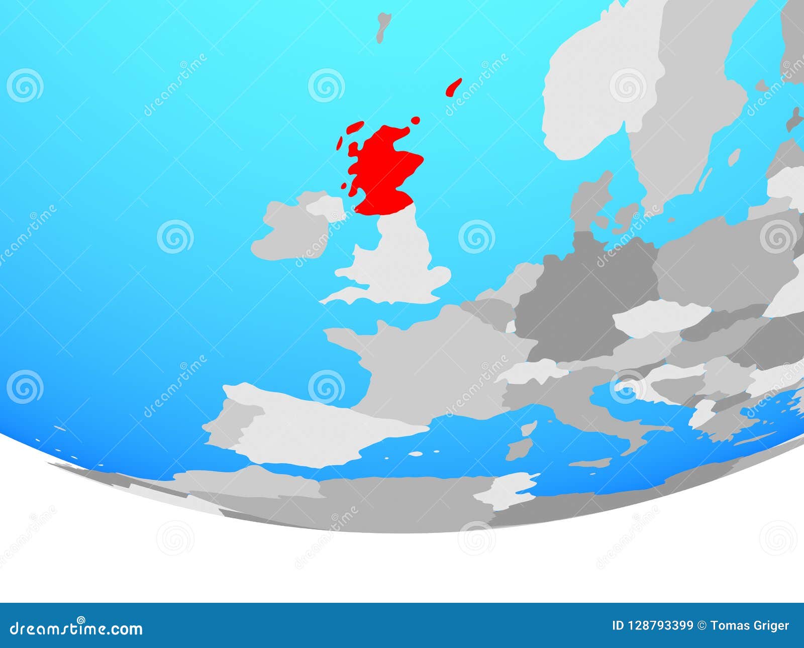 Scotland on globe stock illustration. Illustration of kingdom - 128793399