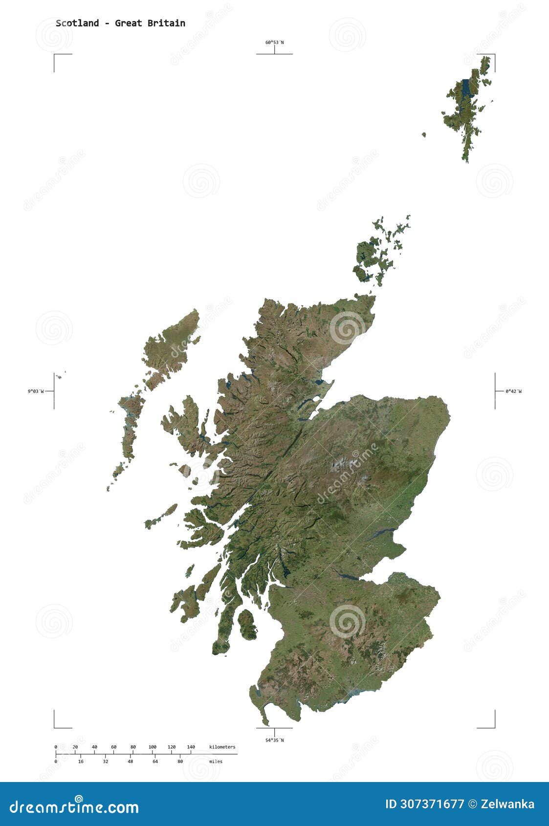 Scotland - Great Britain Shape on White. High-res Satellite Stock ...