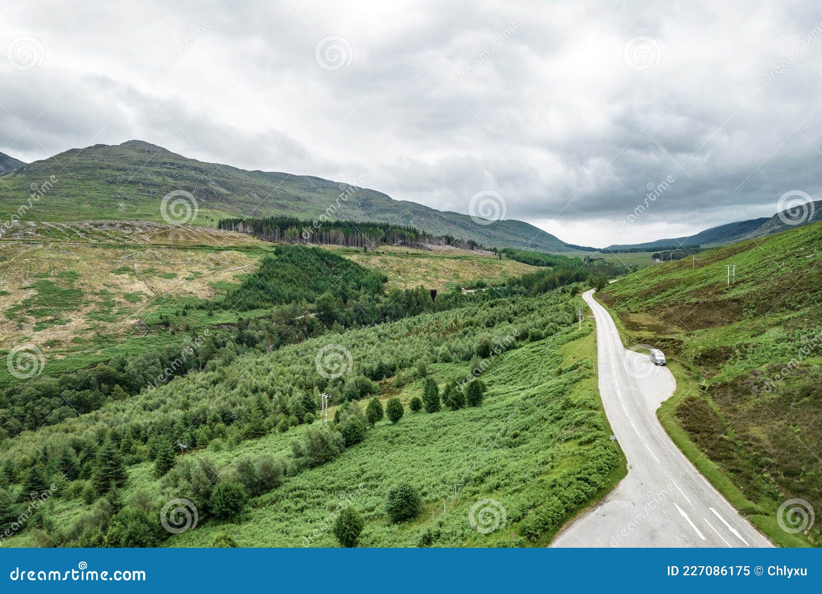 Drone Footage of Scotland Highlands, Along Route A832 Stock Image ...