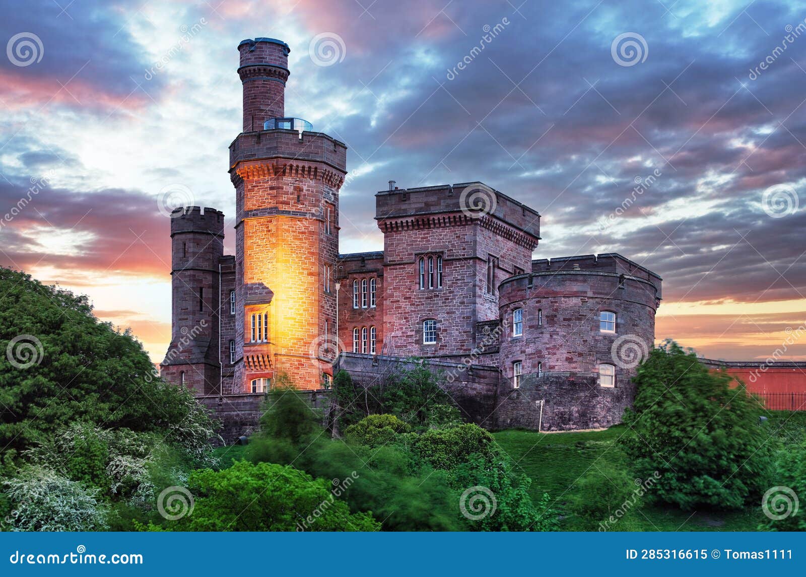 Scotland - Inverness Skyline with Castle at Dramatic Sunset, UK Stock ...