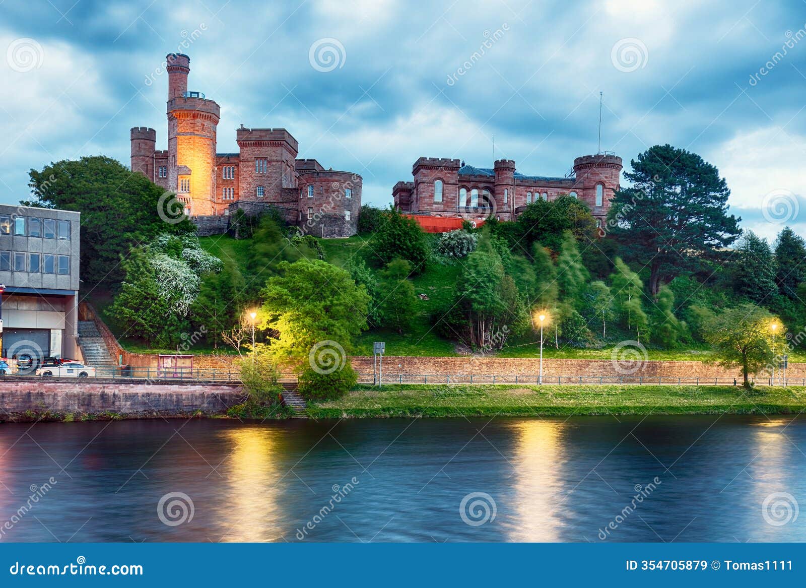 Scotland - Inverness Skyline with Castle Reflection in Ness River at ...