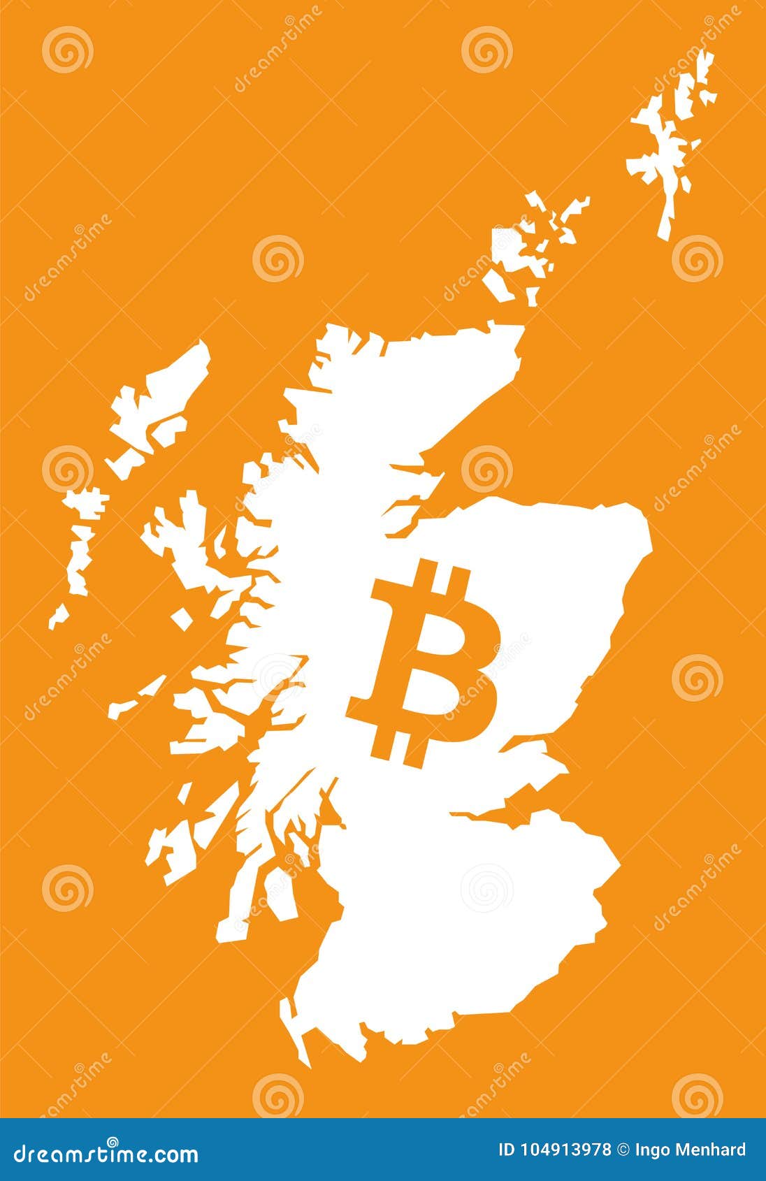 Scotland Map with Bitcoin Crypto Currency Symbol Illustration Stock ...