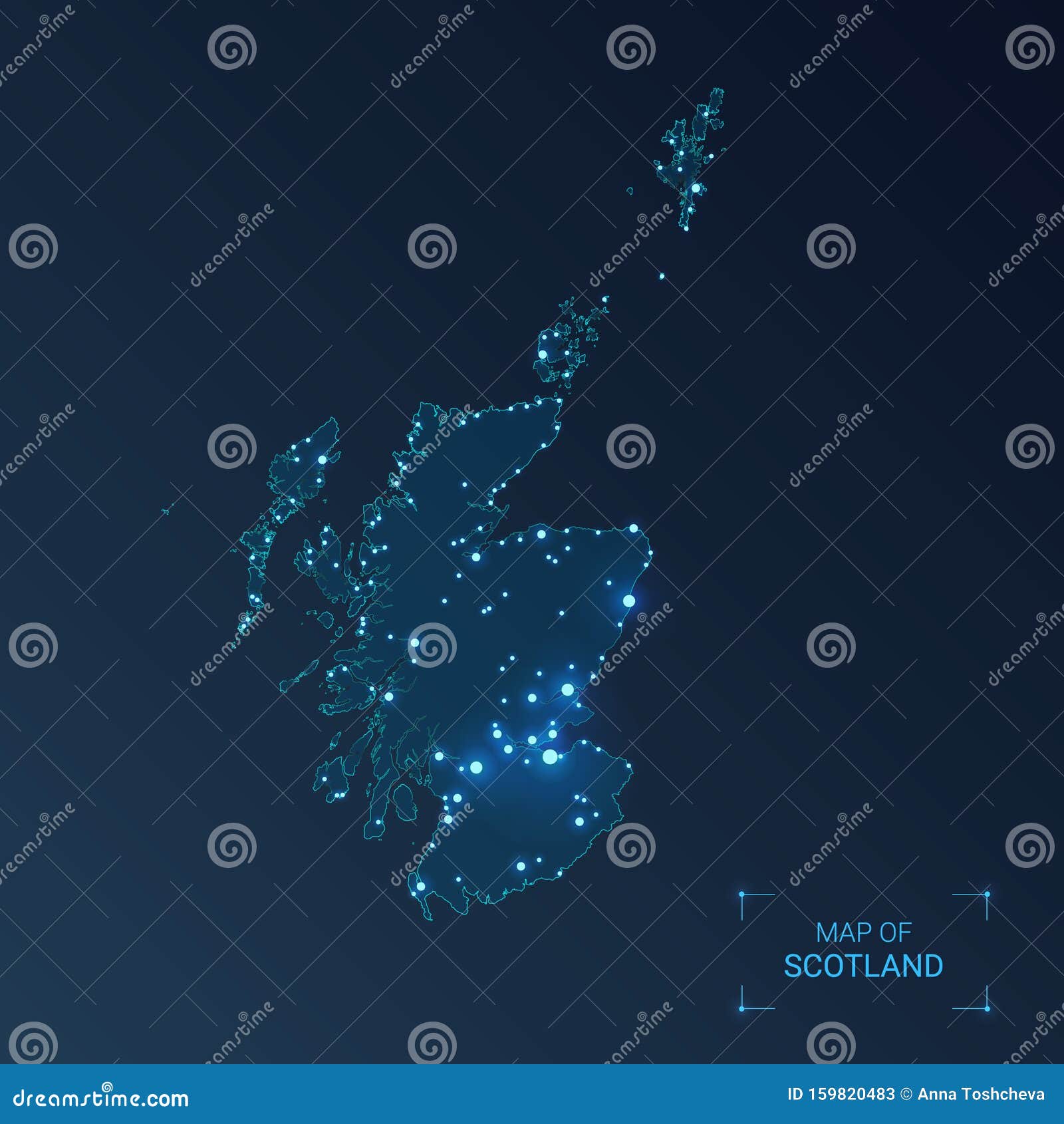 Scotland map with cities. stock vector. Illustration of background ...