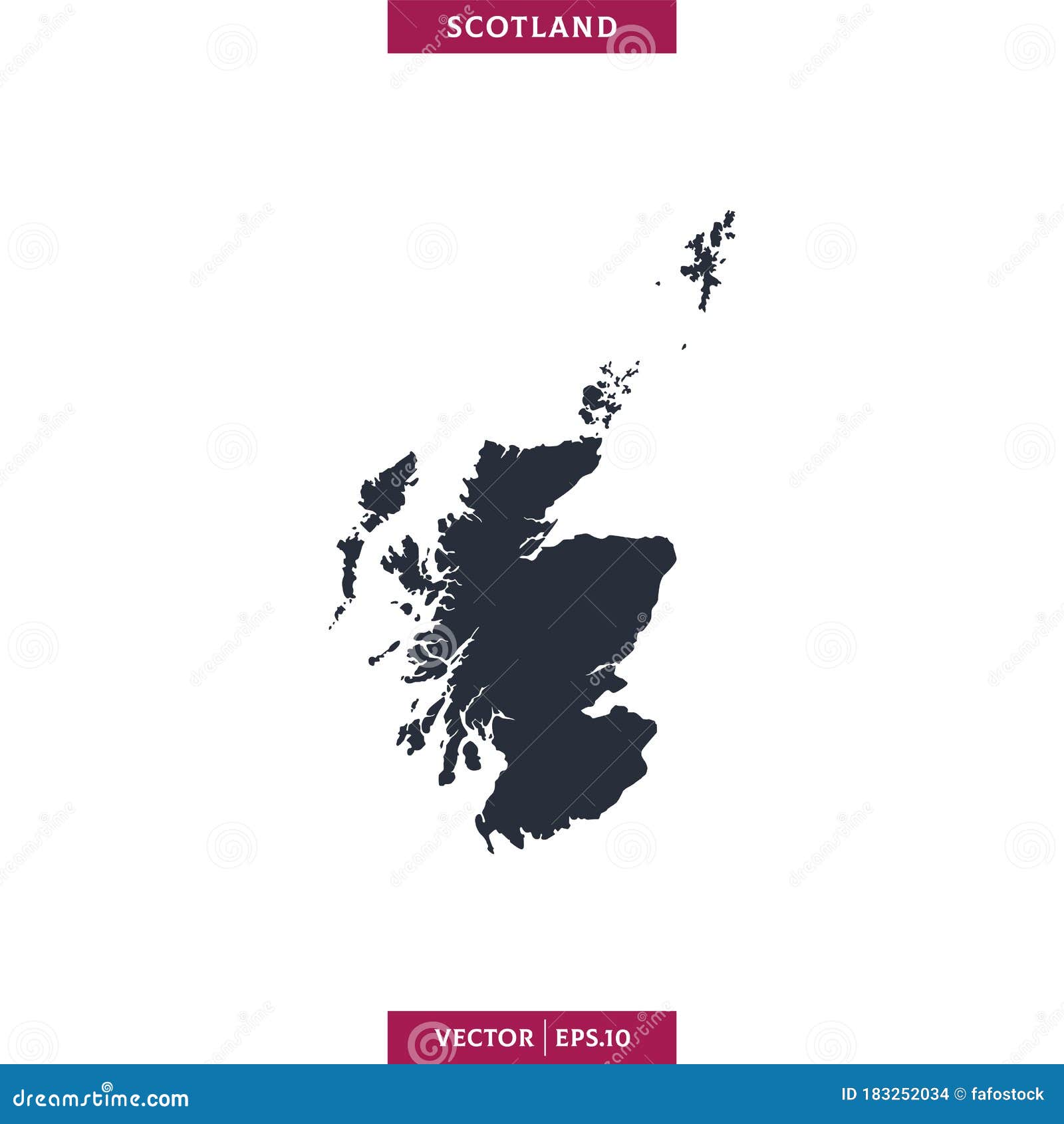 Scotland Map. High Detailed Map Vector in White Background. Stock ...