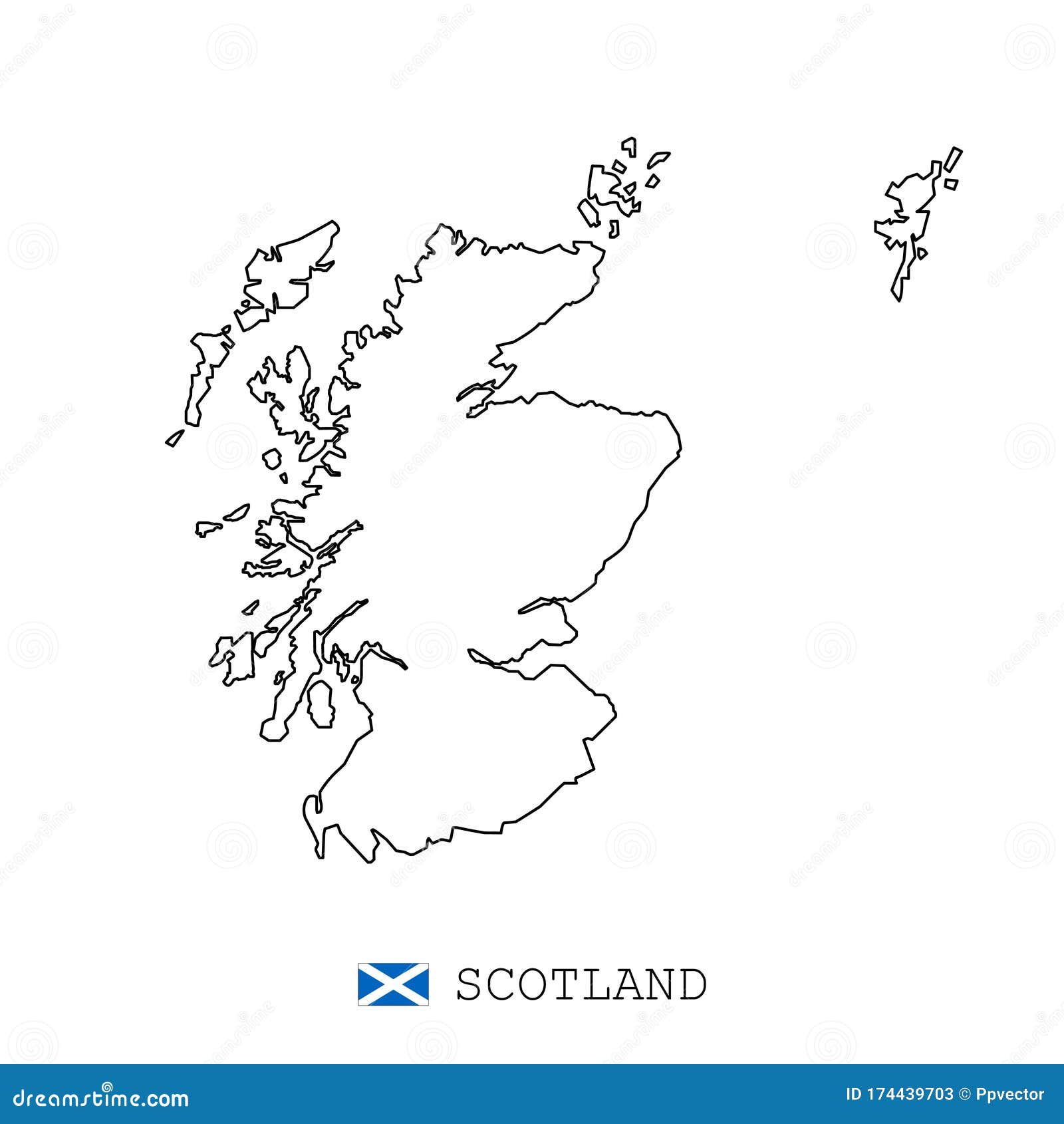 Scotland Map Line, Linear Thin Vector. Scotland Simple Map Stock Vector ...