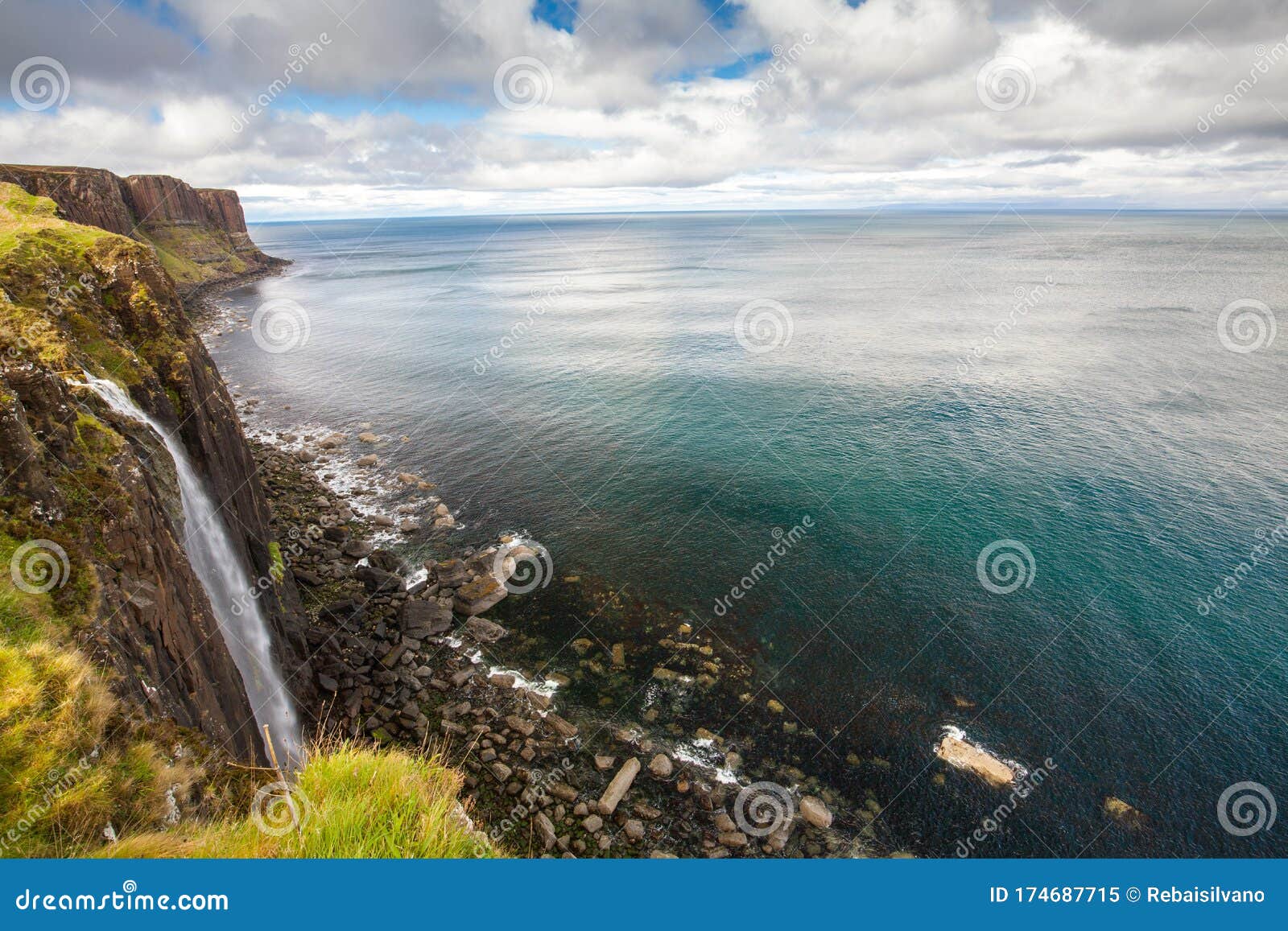 Scotland-The Kilt Rock Cliffs On Isle Of Skye Stock Image ...