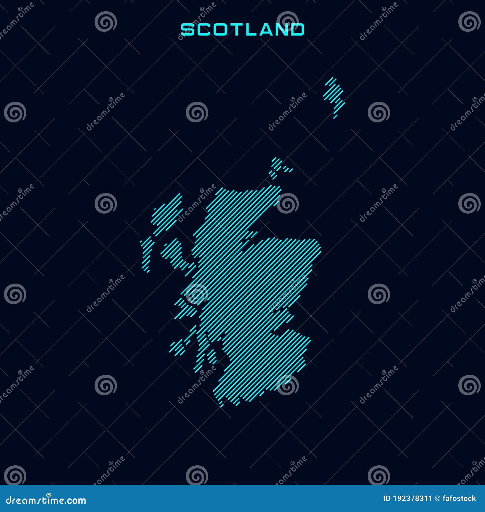 Scotland Striped Map Vector Design Template with Blue Background. Stock ...