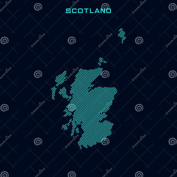 Scotland Striped Map Vector Design Template with Blue Background. Stock ...