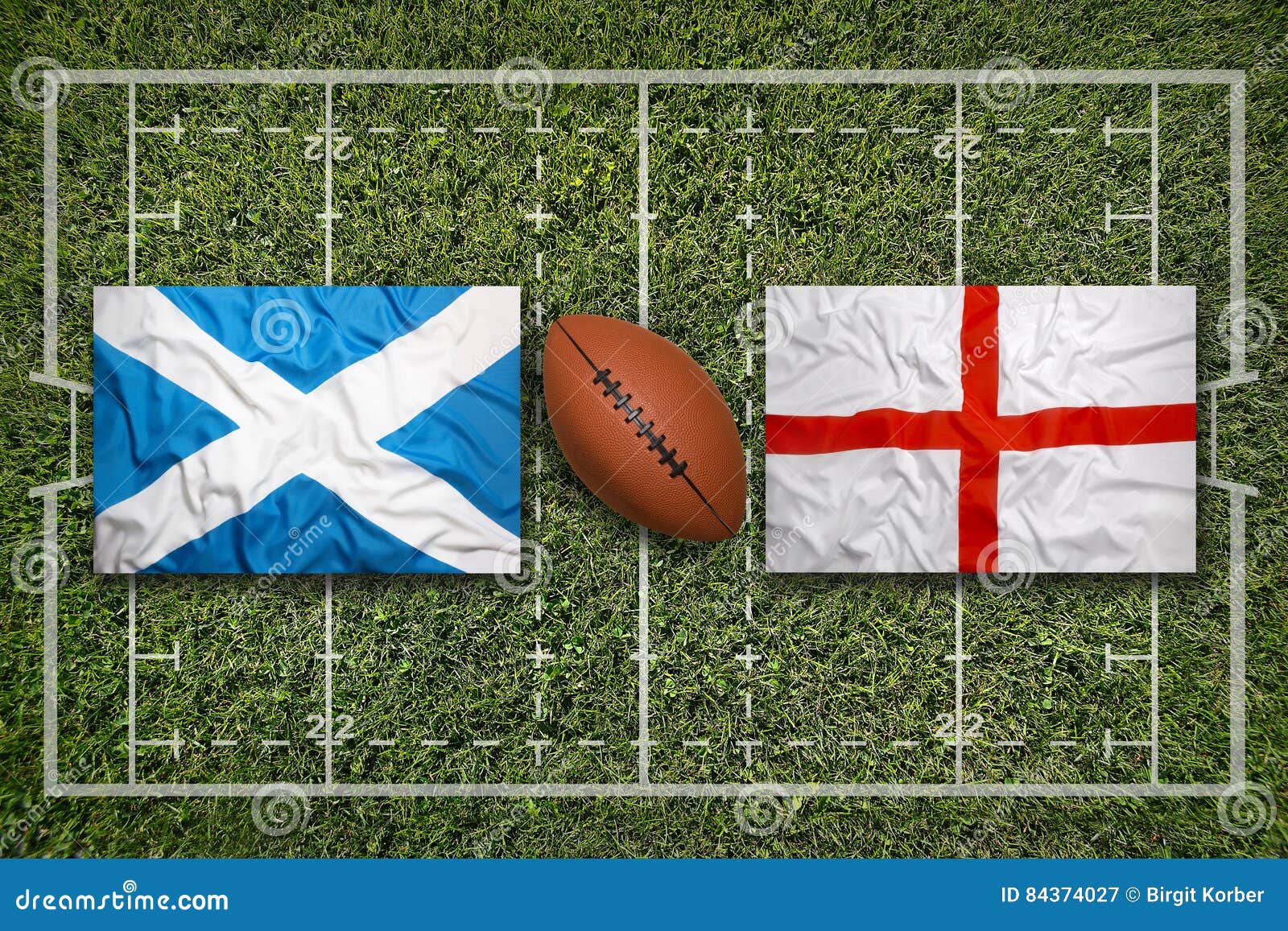 Scotland Vs. England Flags on Rugby Field Stock Image - Image of player ...