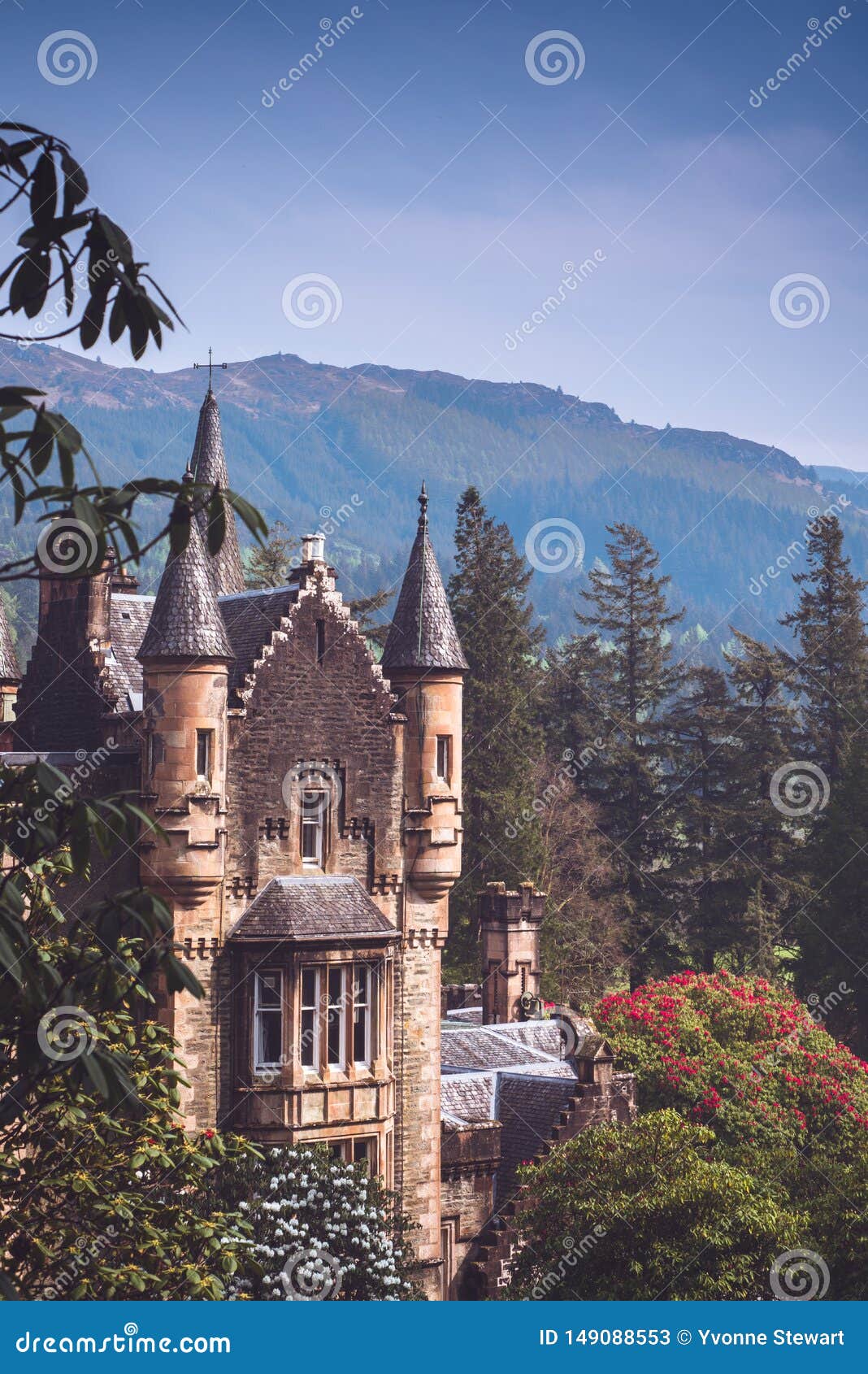 A Scottish Baronial Style Stately Home in the Highlands Stock Image ...