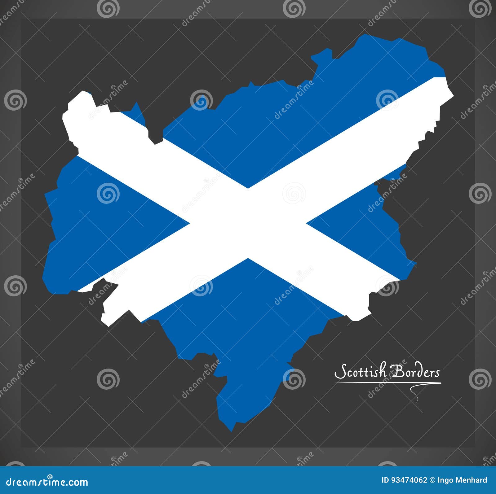Scottish Borders Map with Scottish National Flag Illustration Stock ...
