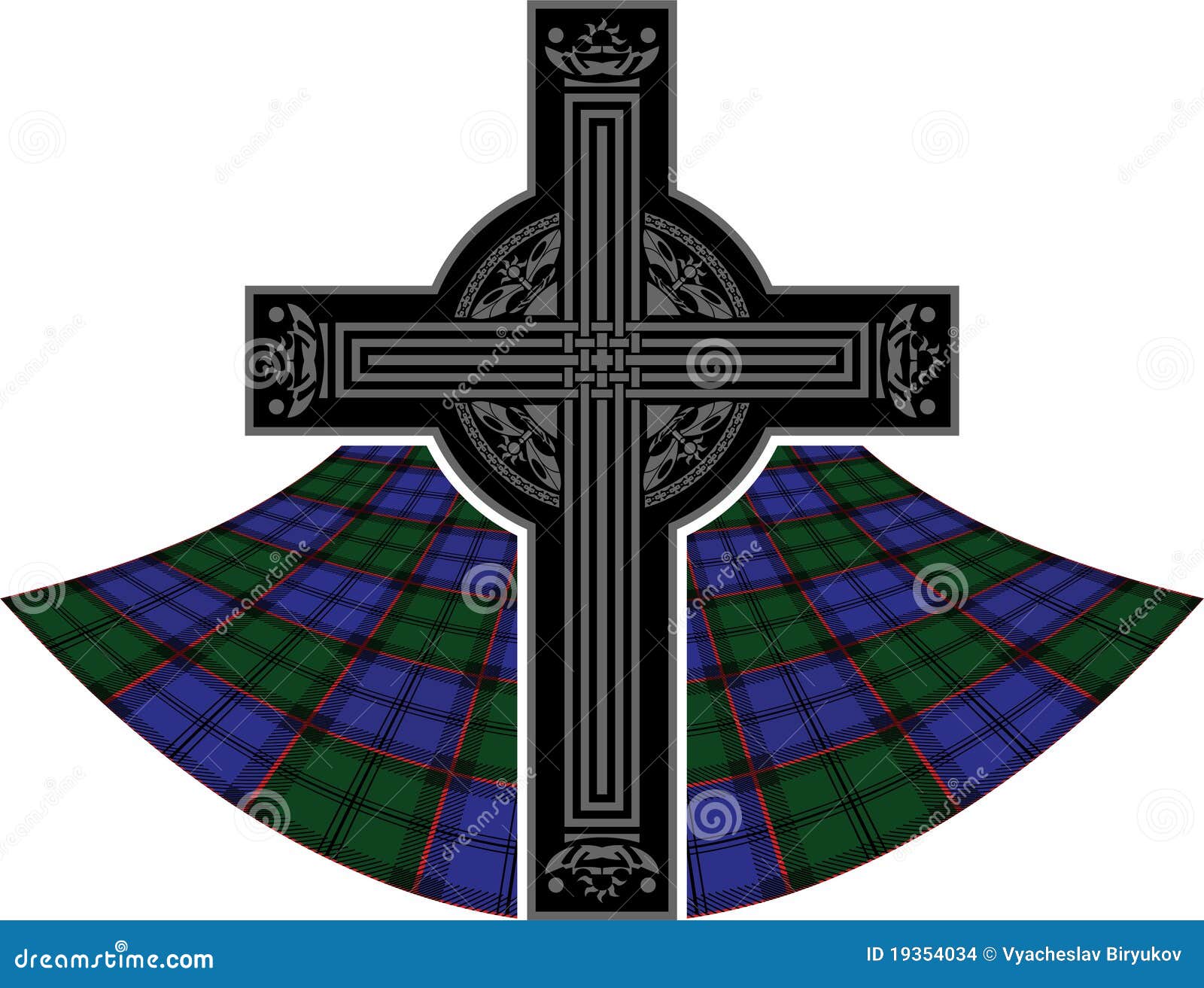 Scottish celtic cross stock vector. Illustration of plaid - 19354034