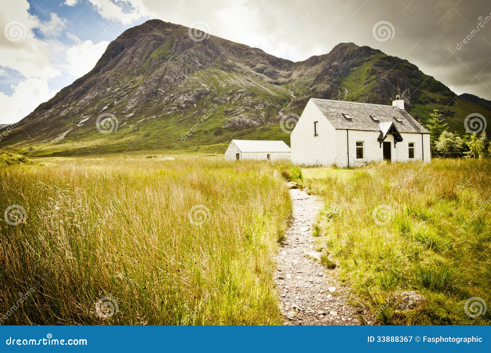 Scottish cottage stock image. Image of house, mountains - 33888367