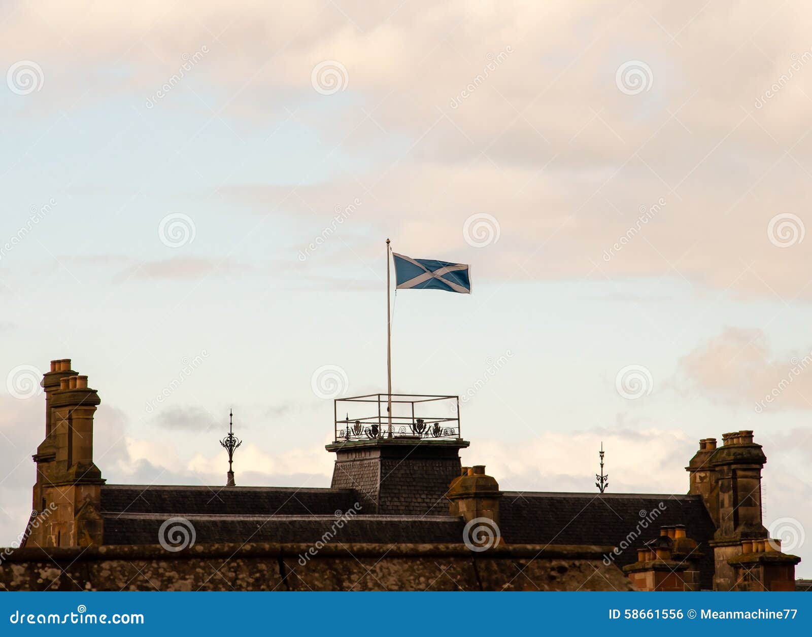 Scottish Flag Flying Over a Building Stock Photo - Image of copy ...