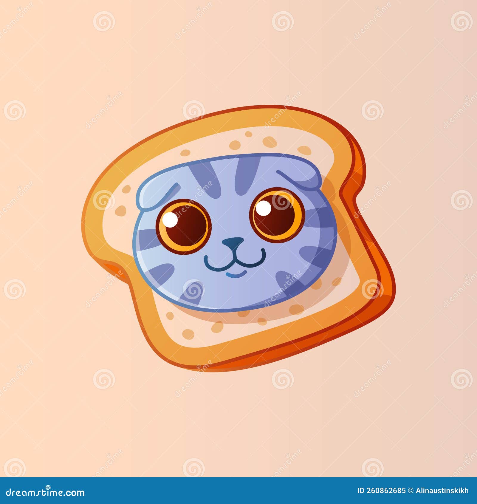 Scottish Fold Cat in Piece of Bread. Stock Vector - Illustration of ...