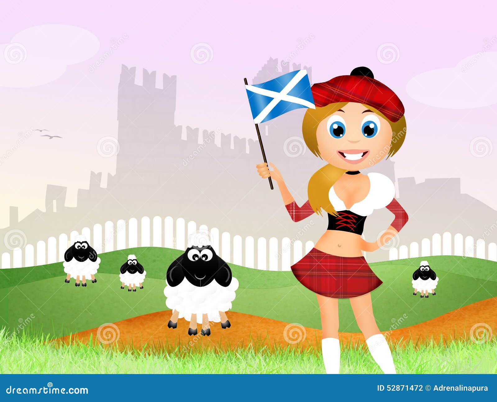Scottish girl stock illustration. Illustration of ireland - 52871472