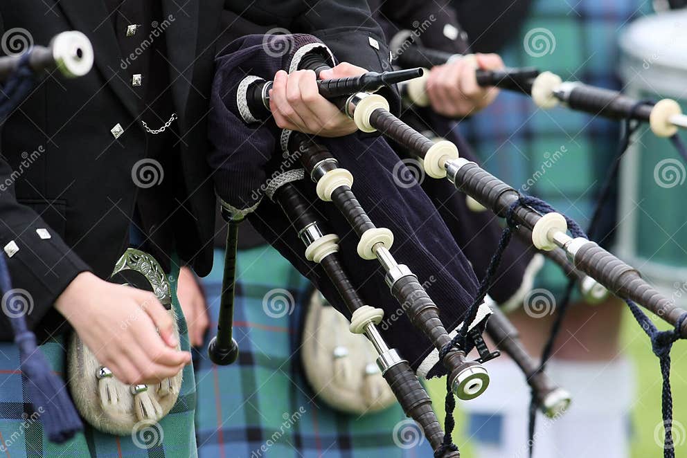 Scottish Highland Pipe Band Stock Photo - Image of pipe, bagpipers ...